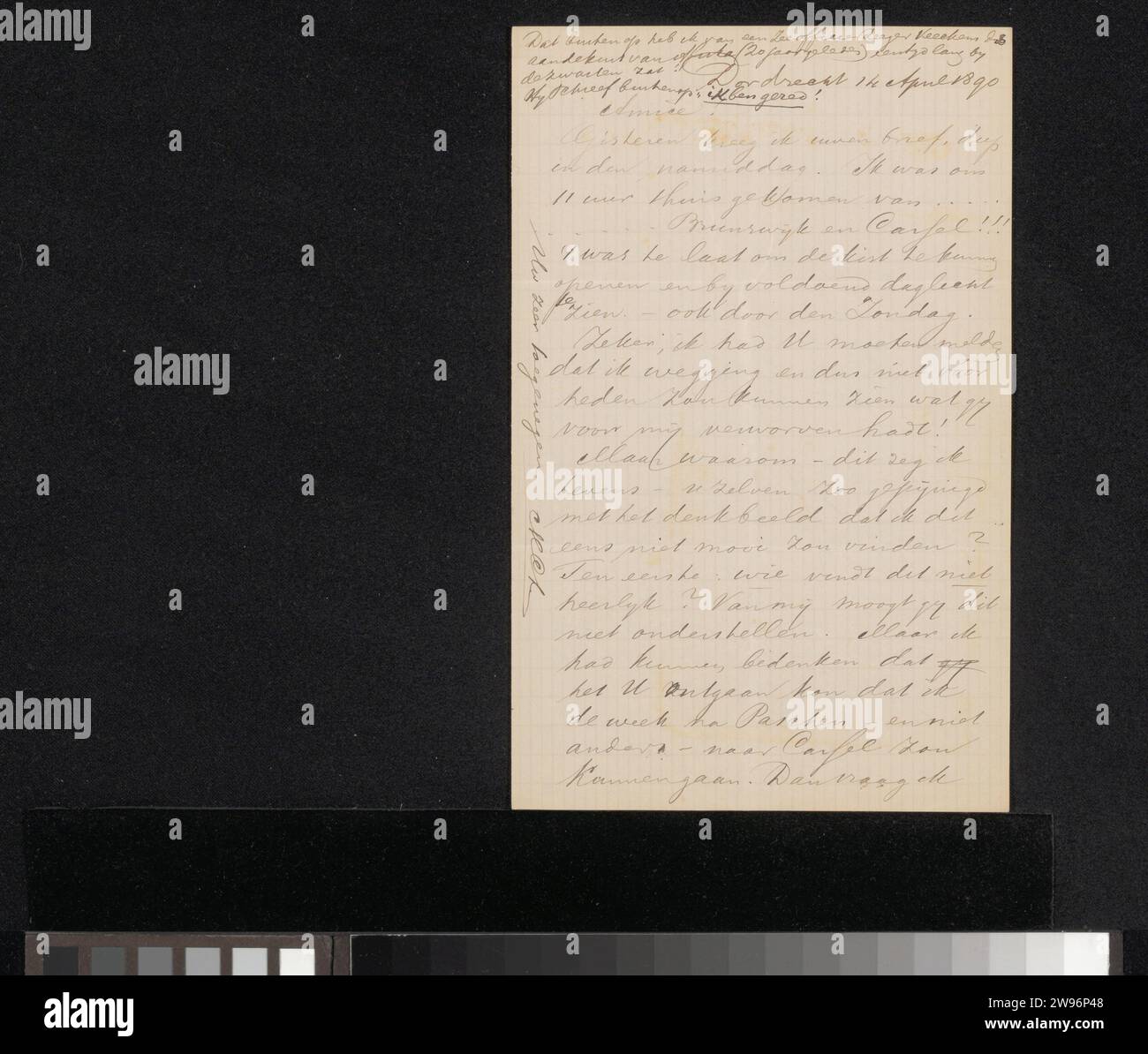 Letter to Jan Veth, M.C. Lebret, 1890 letter Dordrecht ink writing ...