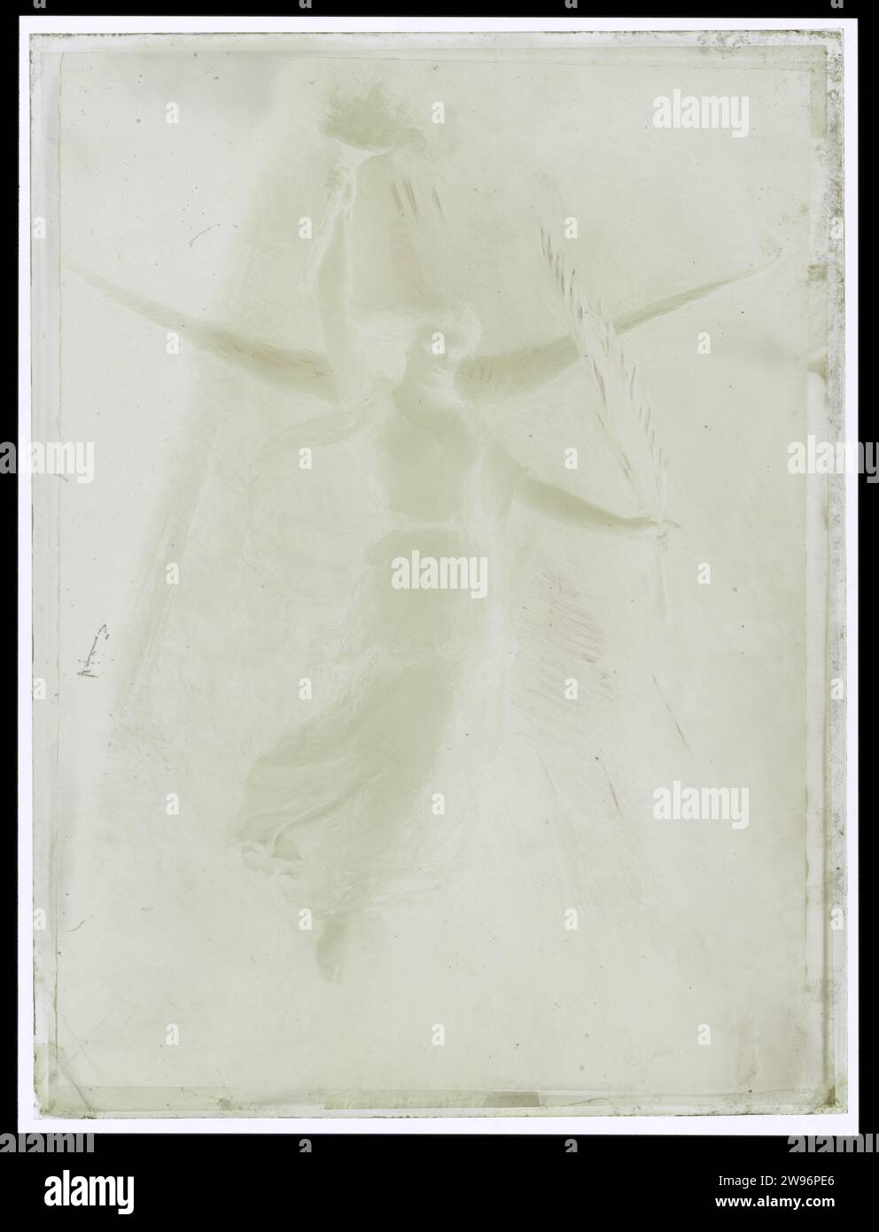 Photo production of a painting by an angel with a flaming sword ...