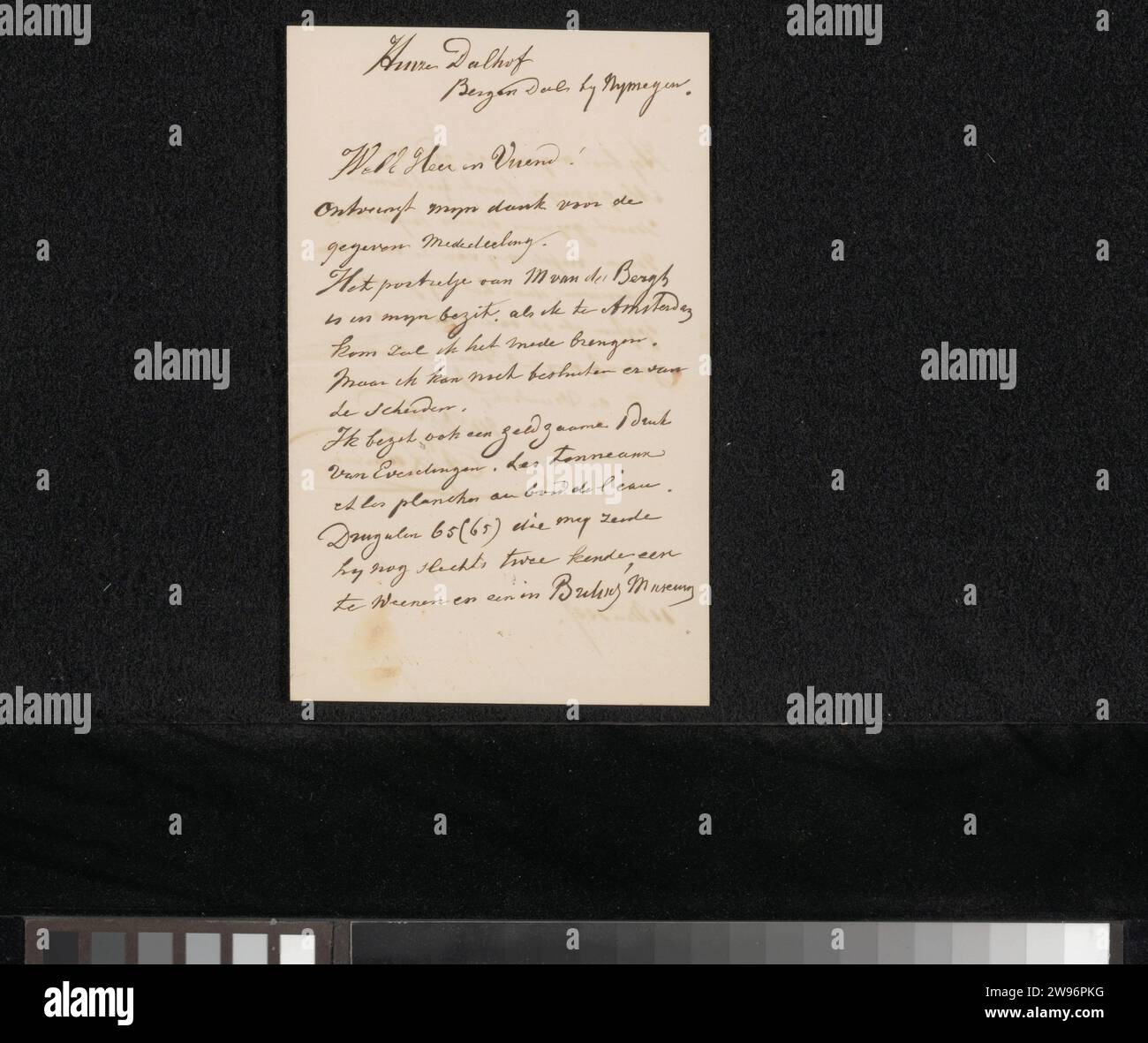 Letter to Anonymous, Ary Johannes Lamme, 1887 letter Berg a valley ...