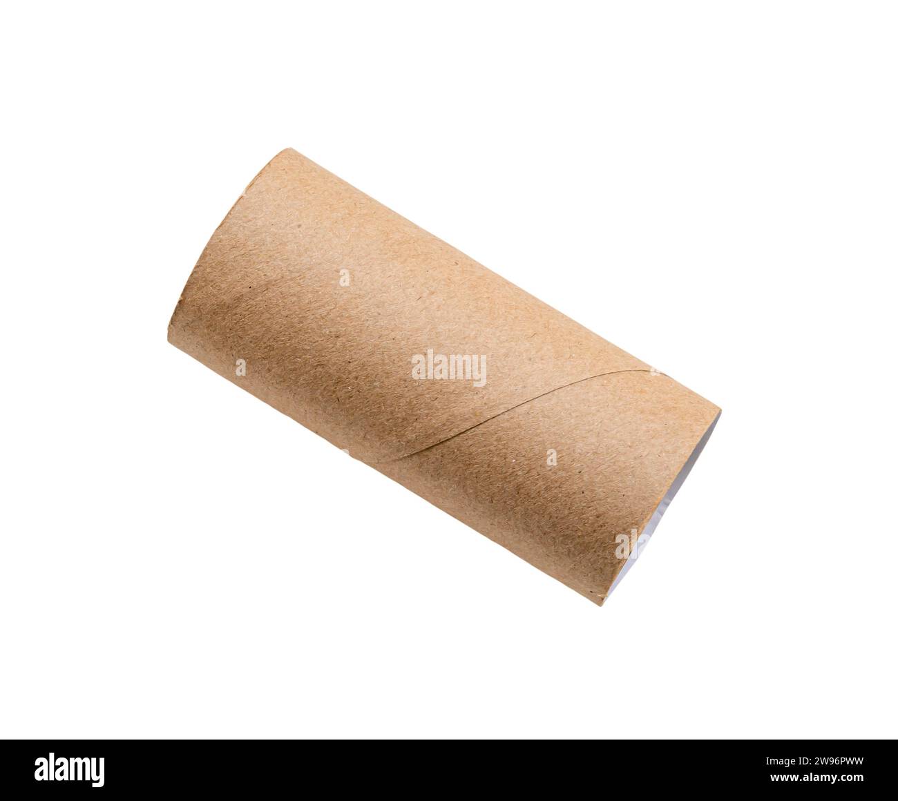 single lying tissue paper roll core is isolated on white background ...