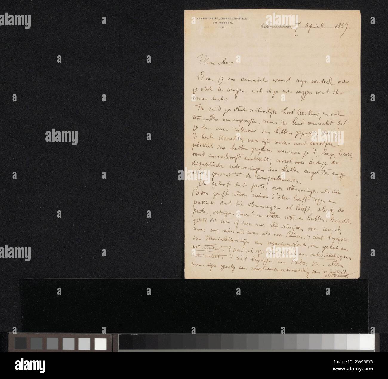 Letter to Jan Veth, Isaac Israels, 1889 letter Amsterdam paper. ink ...