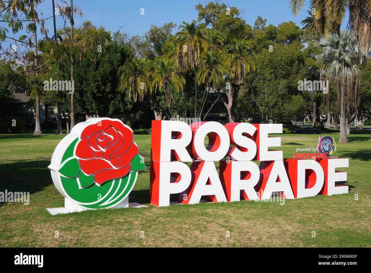 The Rose Parade logo at the Tournament of Roses house, Saturday, Dec ...