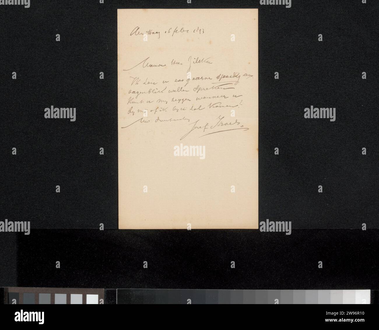 Letter to Philip Zilcken, 1893 letter The Hague paper. ink writing ...