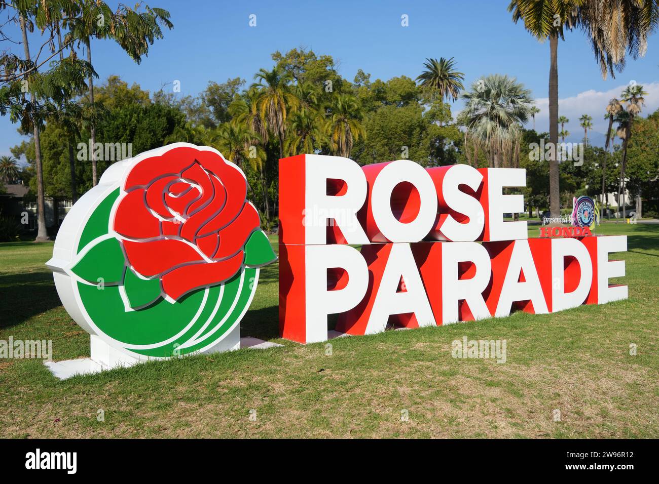 The Rose Parade logo at the Tournament of Roses house, Saturday, Dec ...