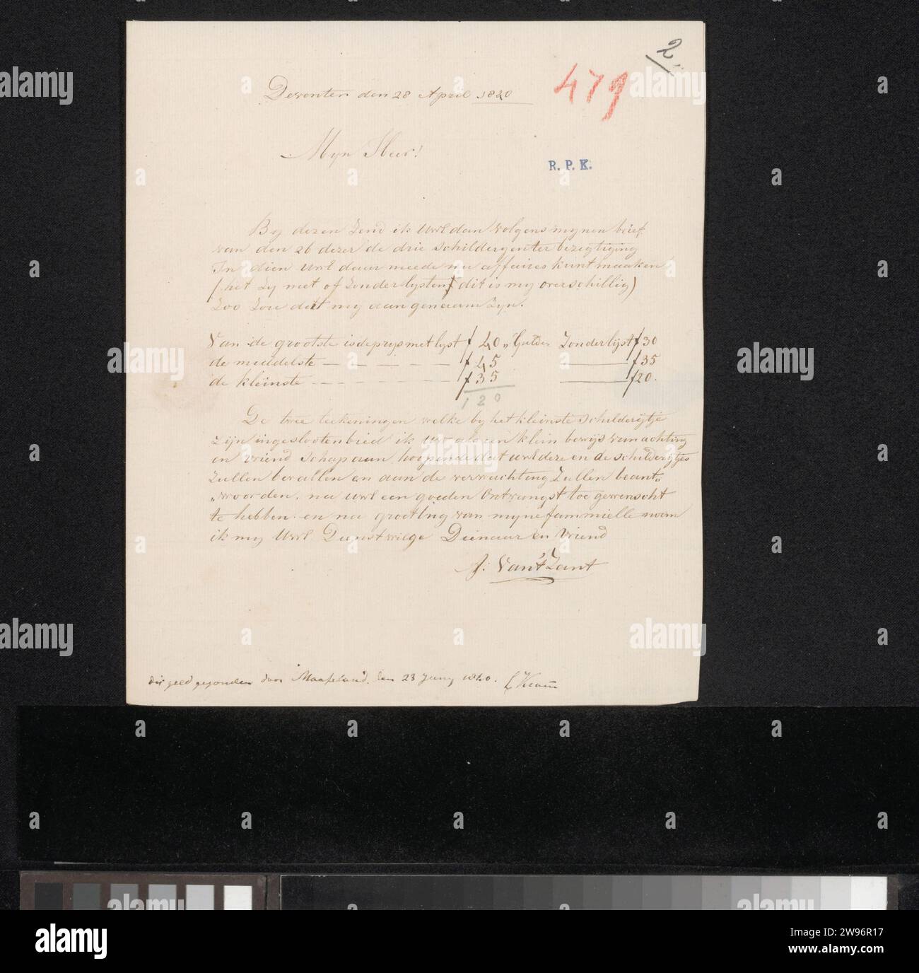 Letter to Christiaan Kramm, Arnoldus Antonius Christianus van 't Zant ...
