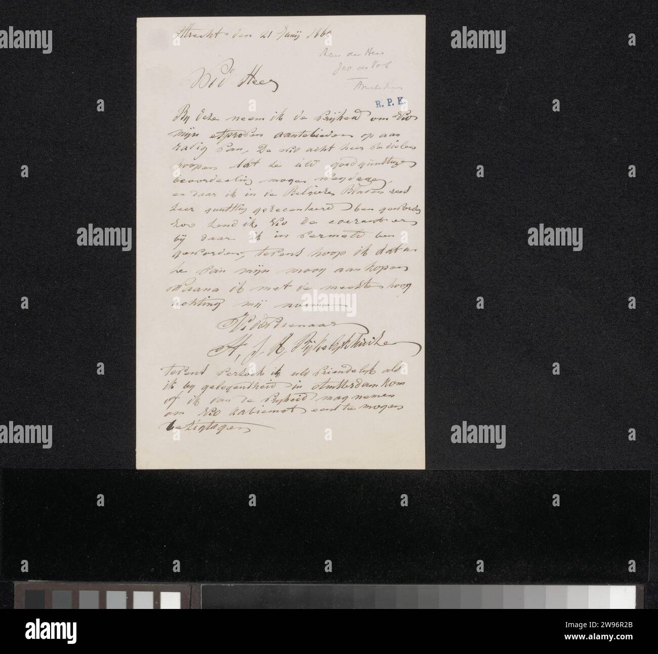 Letter to Jac. de Vos, Hermanus Jan Hendrik Rijkelijkhuizen, 1860 ...