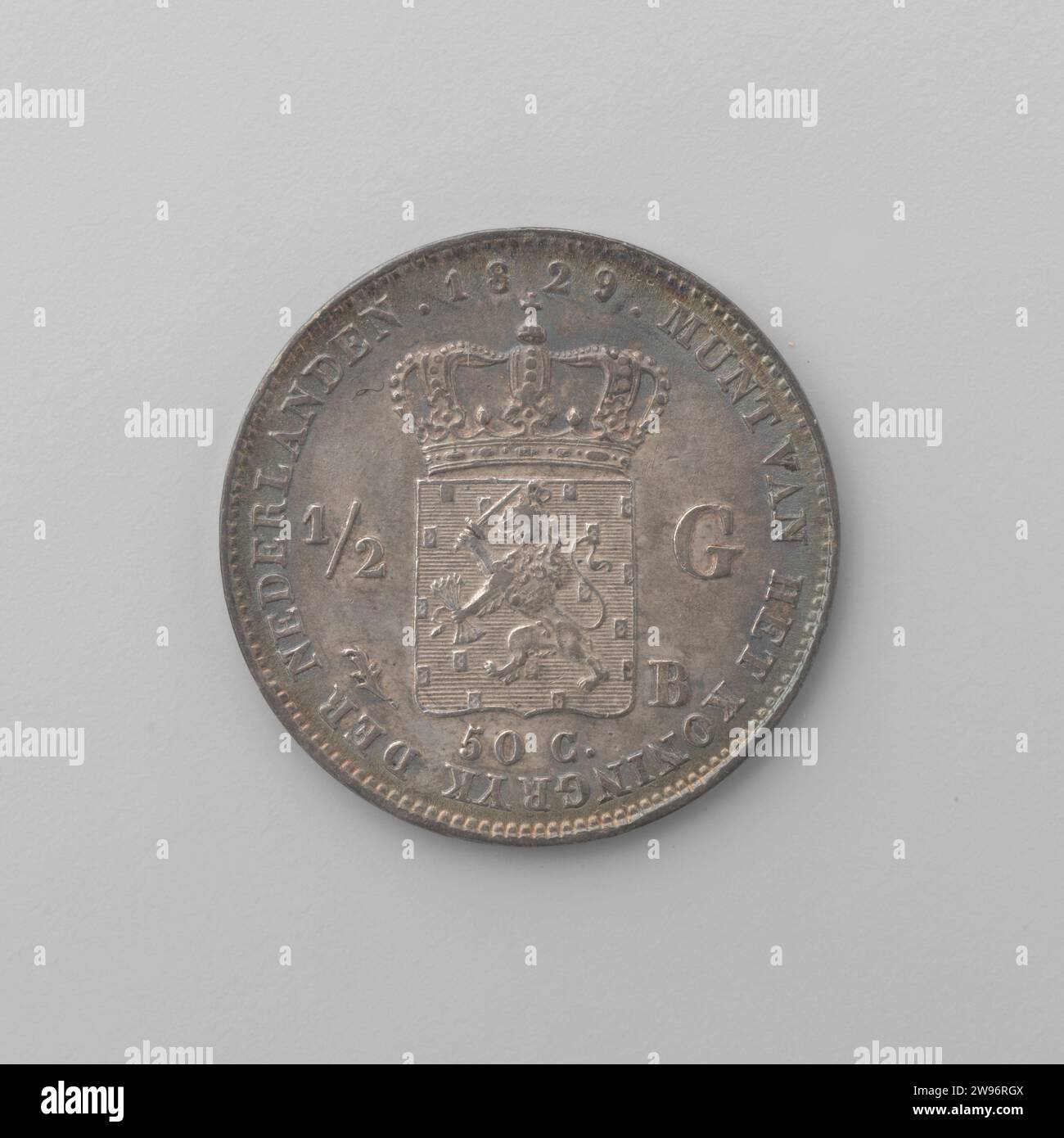 Dutch ½ guilder, 1829, Willem I (King of the Netherlands), 1829 coin ...