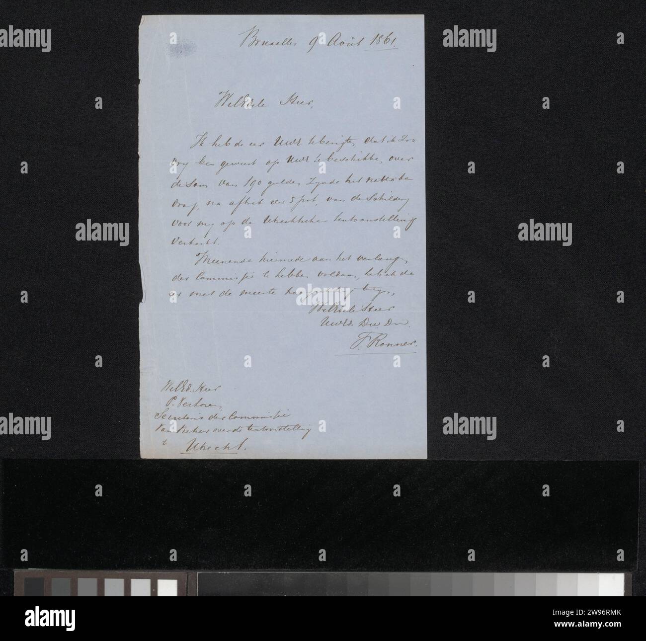 Letter to Pieter Lost from Themaat, Feico Ronner, 1861 letter Brussels ...
