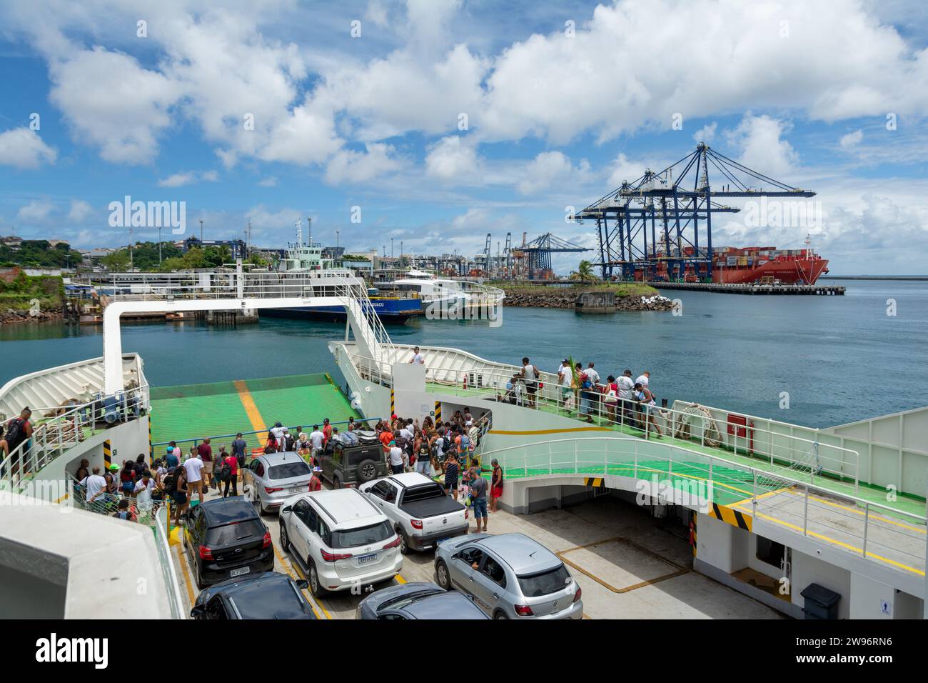 Salvador, Bahia, Brazil - March 12, 2023: Ferry boat arriving at the ...