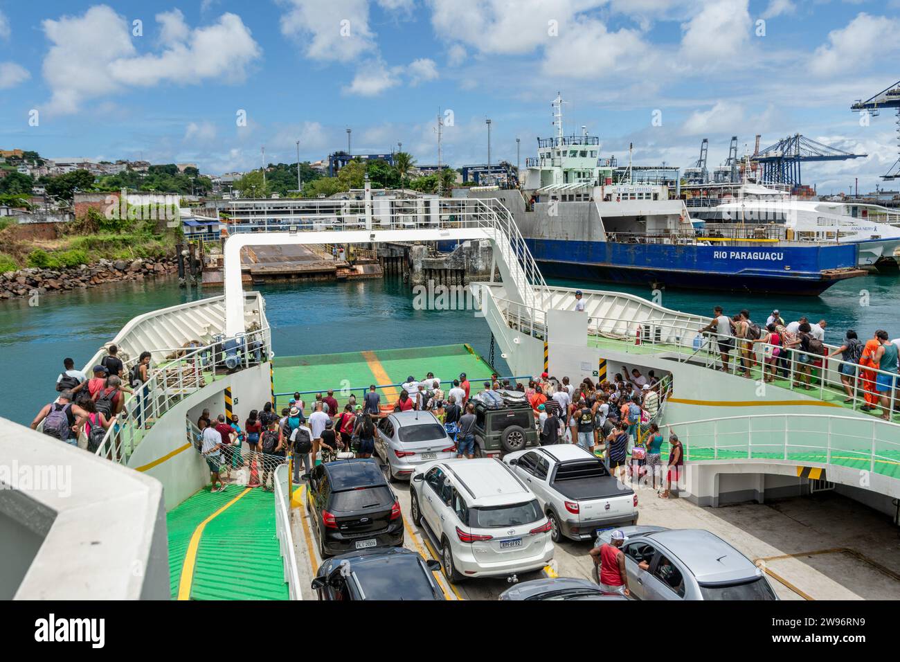Salvador, Bahia, Brazil - March 12, 2023: Ferry boat arriving at the ...