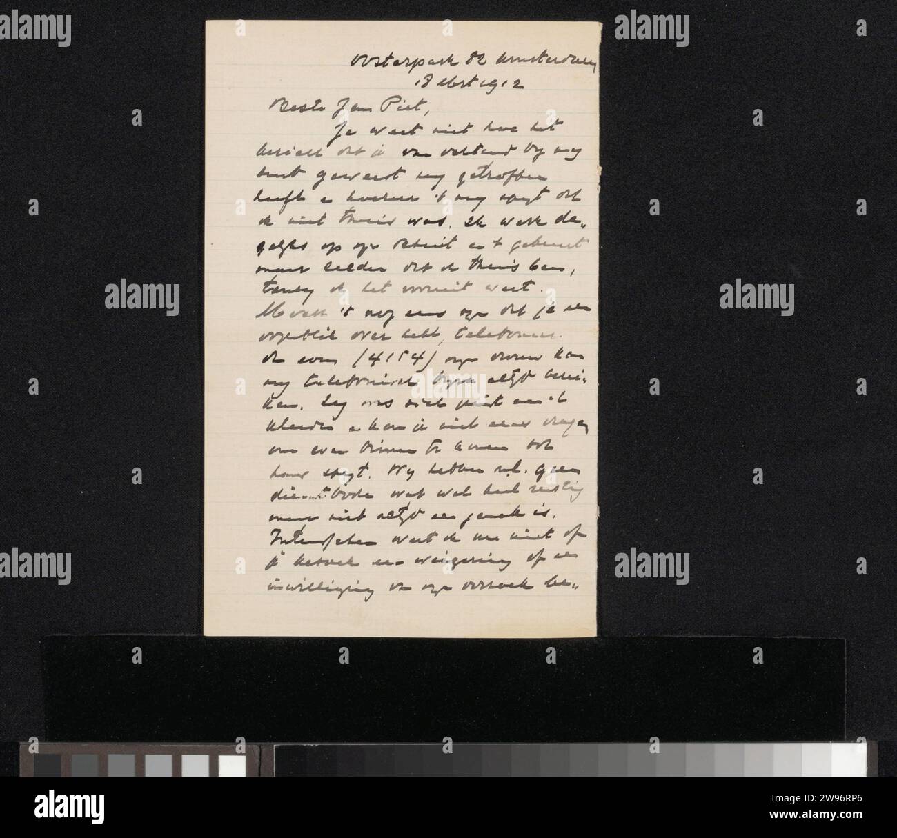 Letter to Jan Veth, Willem Witsen, 1912 letter Amsterdam ink writing ...