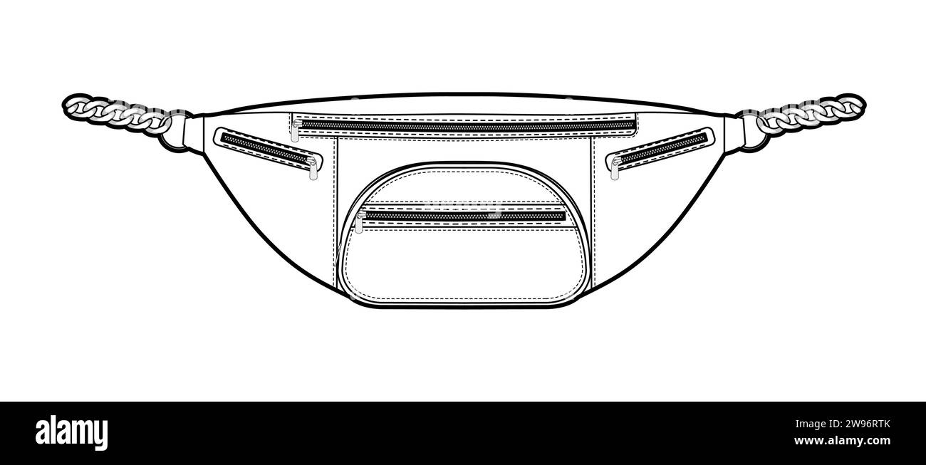 Bum Bag silhouette. Fashion accessory technical illustration. Vector ...