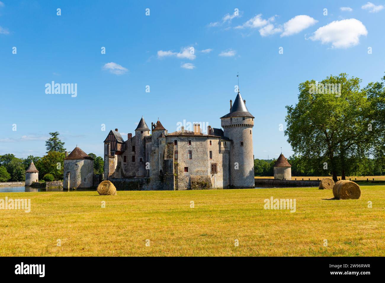 View of Chateau de la Brede, feudal castle in commune of La Brede in ...