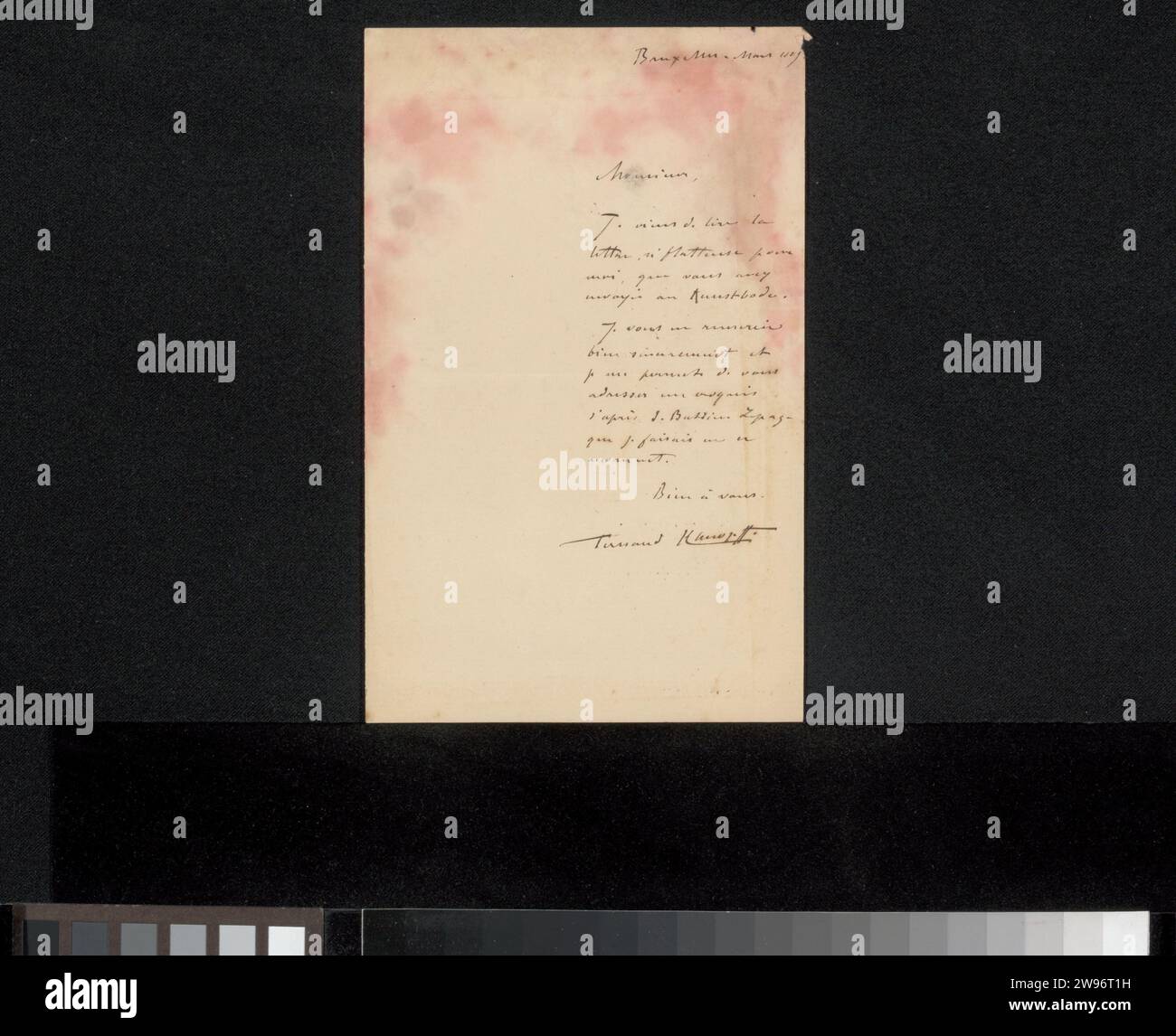 Letter to Philip Zilcken, 1889 letter Brussels paper. ink writing ...