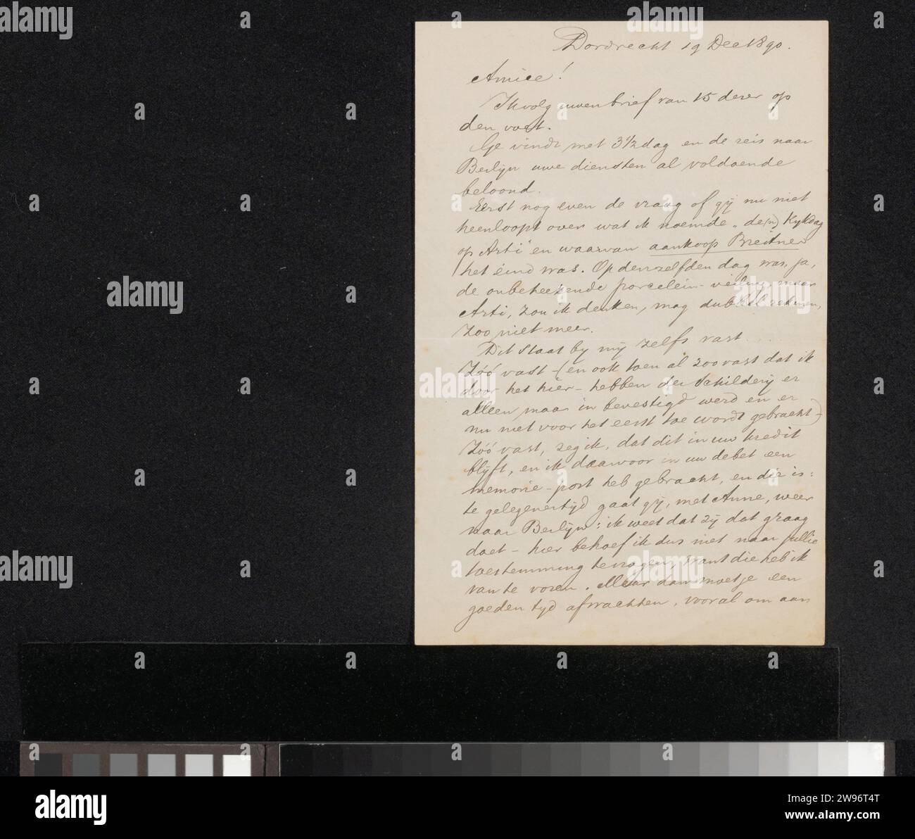 Letter to Jan Veth, M.C. Lebret, 1890 letter Dordrecht paper. ink ...