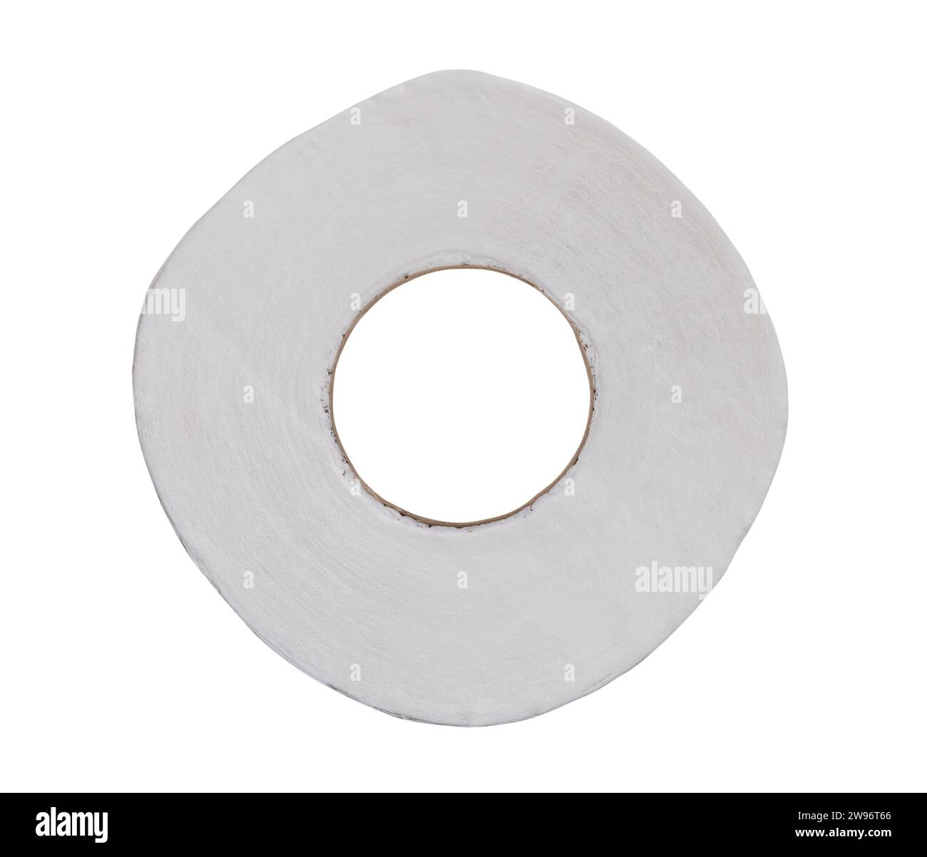 Top view of single tissue paper roll for use in toilet or restroom with ...