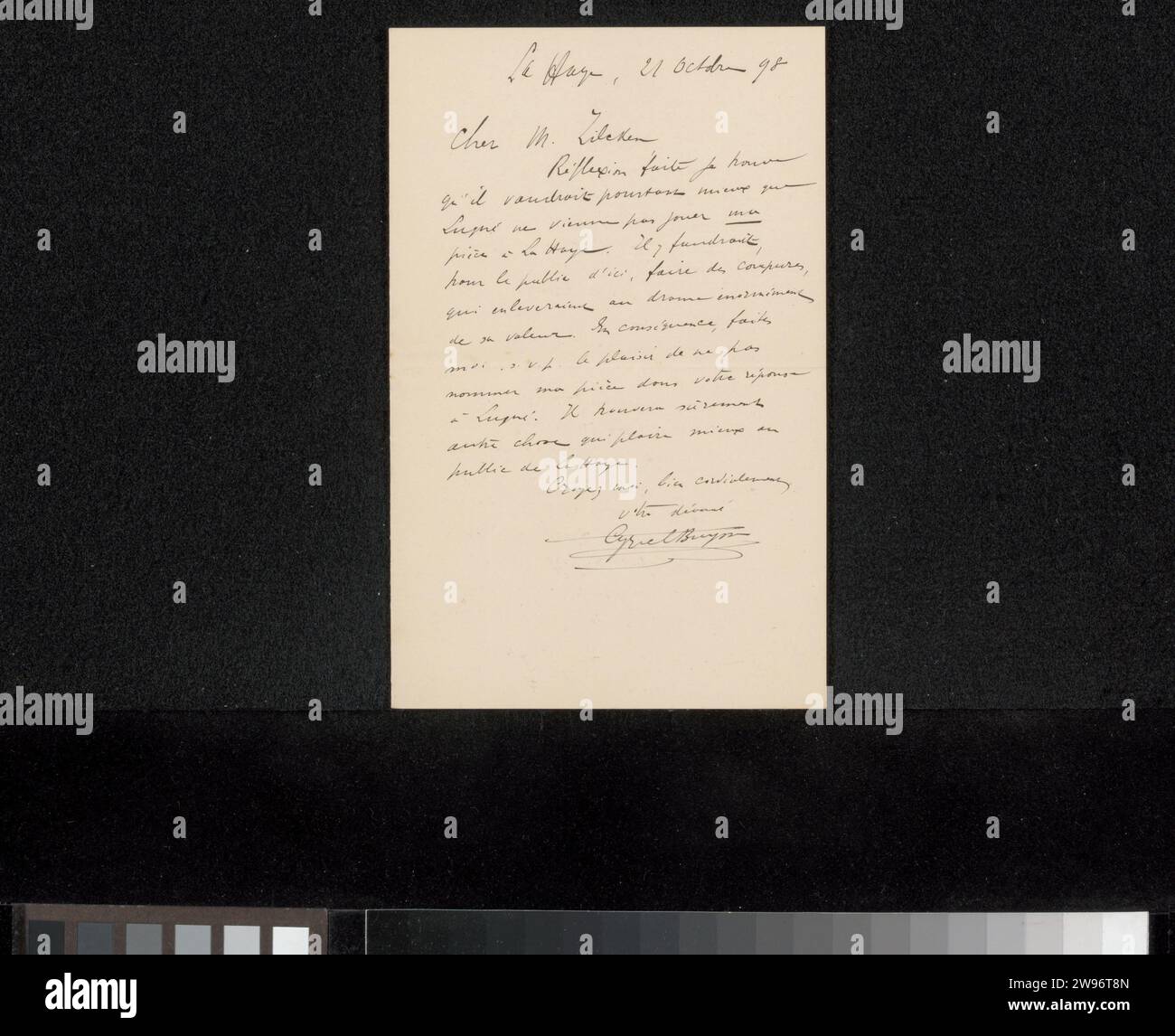 Letter to Philip Zilcken, 1898 letter The Hague paper. ink writing ...