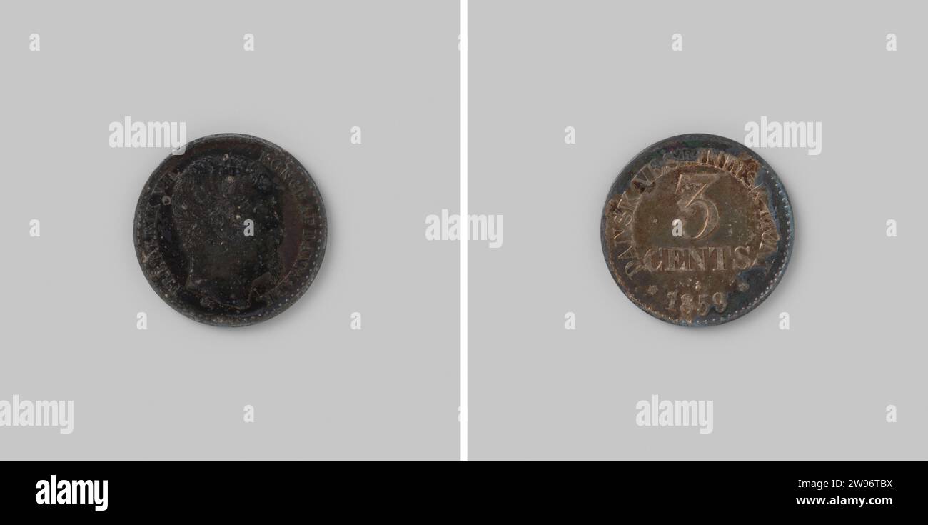 3 cents from Danish West Indies of King Frederik VII, 1859 ,, 1859 coin ...
