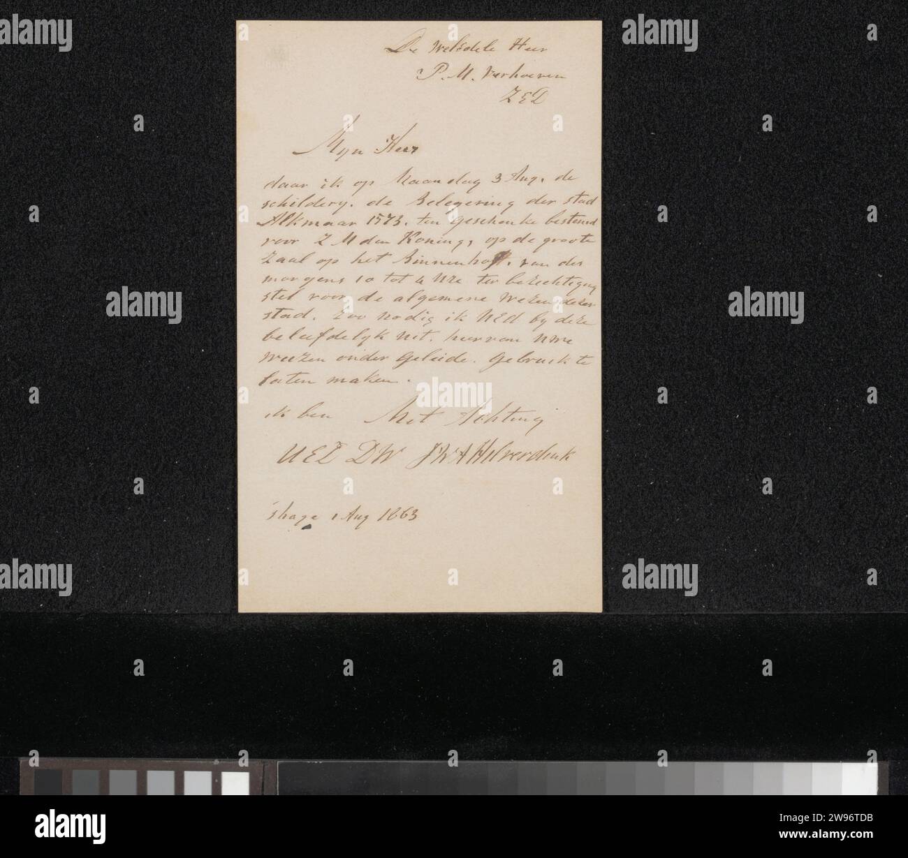 Letter to Mr. P.M. Verhoeven, Jacobus Wilhelmus Adrianus Hilverdink ...