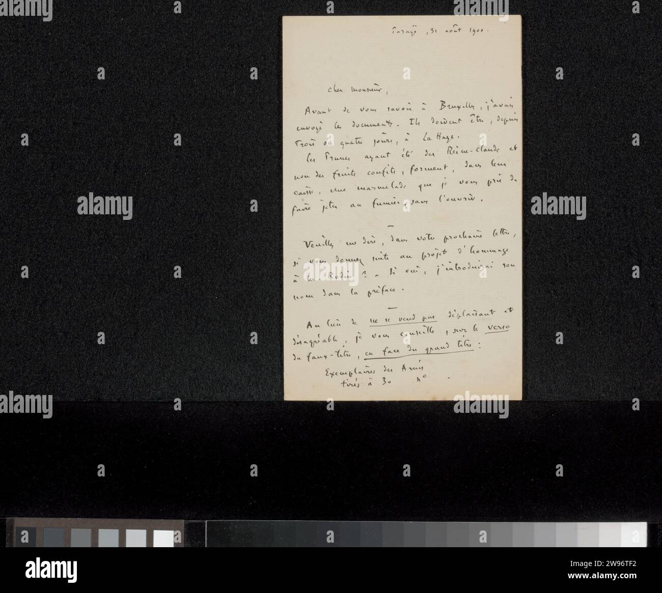 Letter to Philip Zilcken, 1900 letter Parays paper. ink writing ...