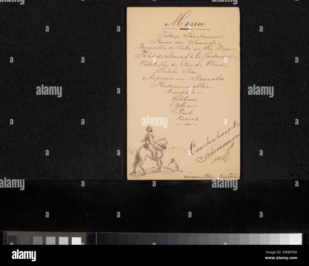 Menu of the "Constantinople-Scheveningen" dinner in the American Hôtel ...
