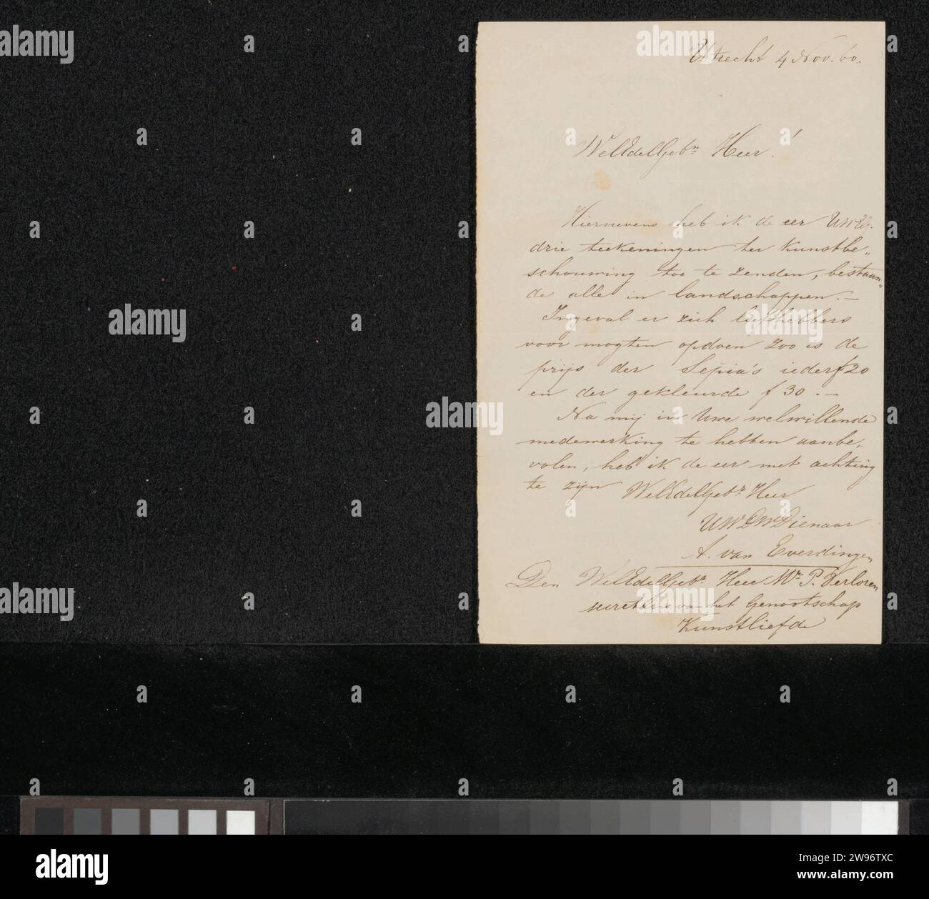 Letter to Pieter Lost from Themaat, Adrianus van Everdingen, 1860 ...