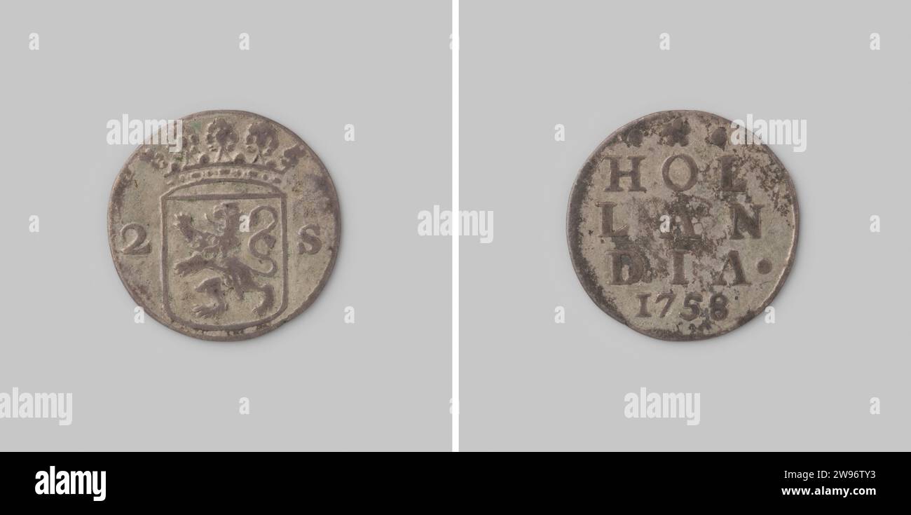 Dutch double penny, 1758, province of Holland, 1758 coin Silver coin ...
