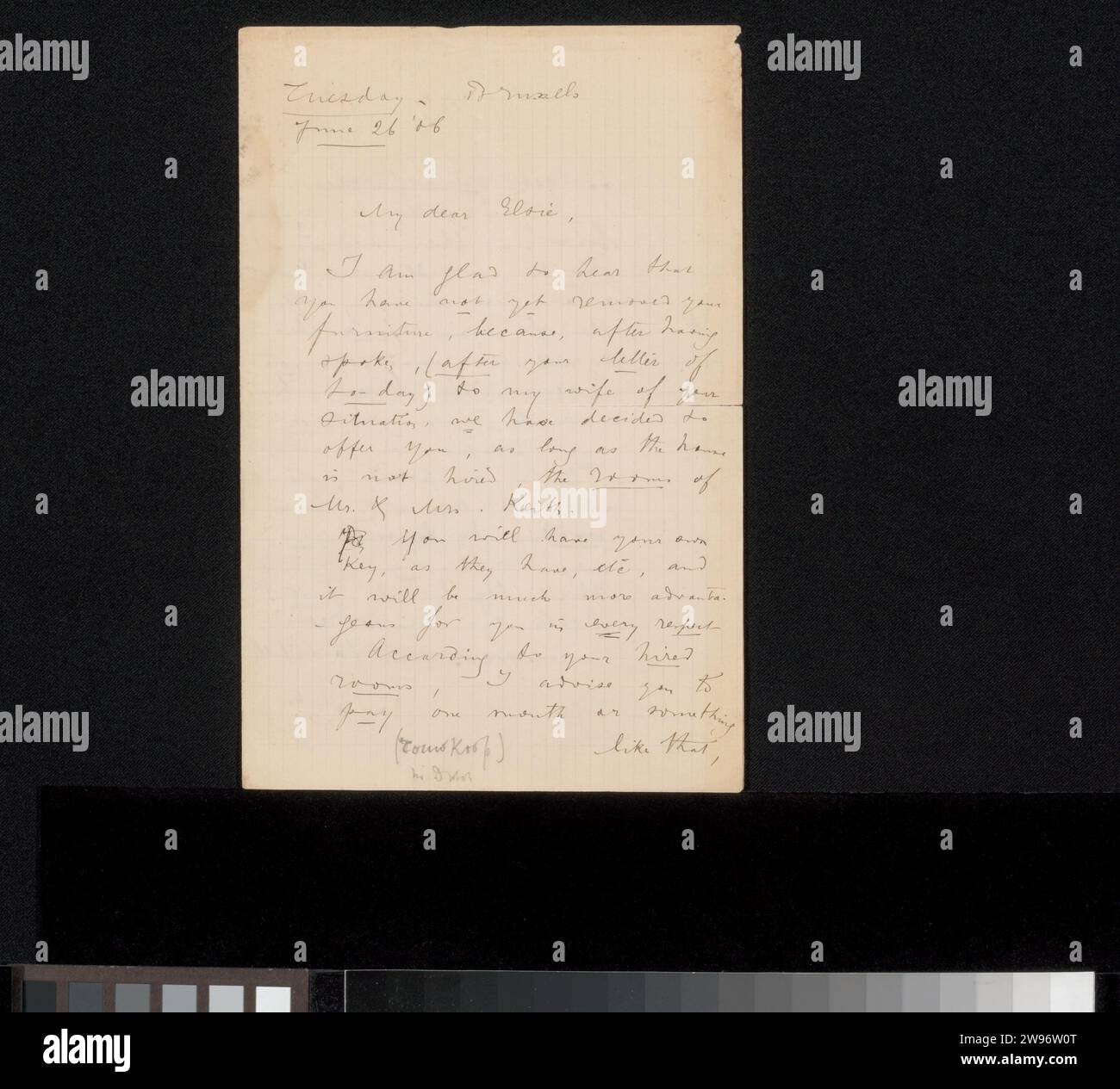 Letter to Elsie Maud Cownie, Philip Zilcken, 1906 letter Brussels ink ...
