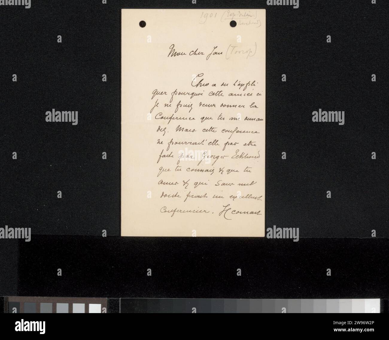 Letter to Jan Toorop, Eric Verhoeven, 1876 - 1930 letter paper. ink ...