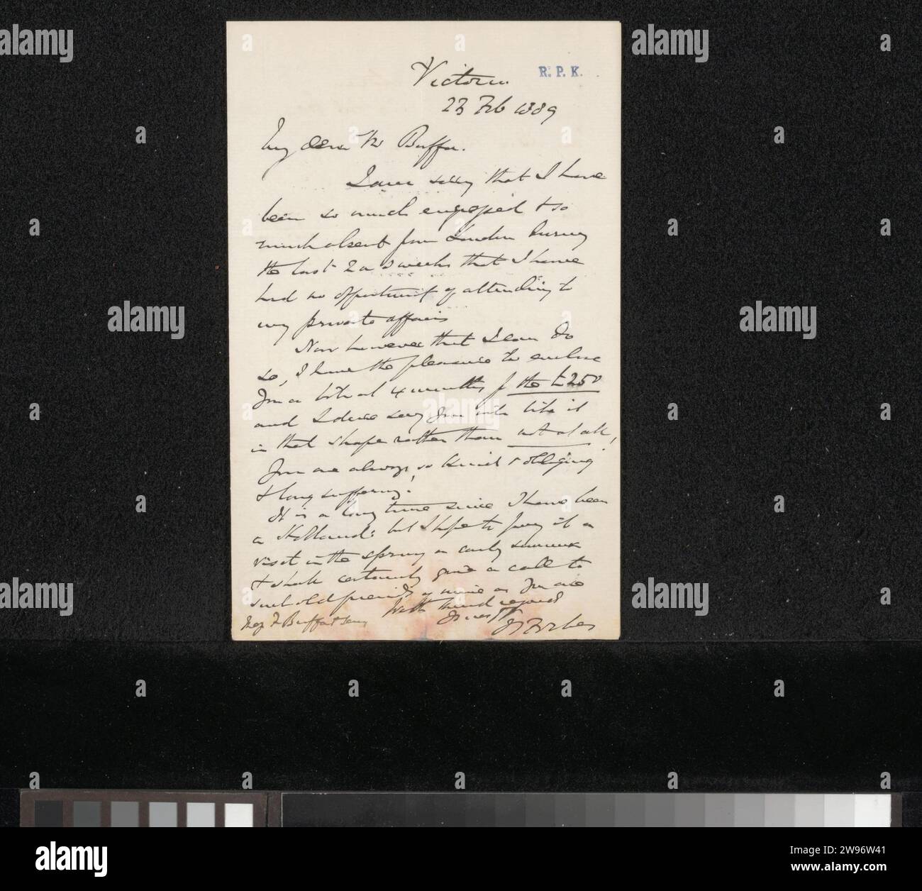 Letter to Frans Buffa, James Staats Forbes, 1889 letter London paper ...