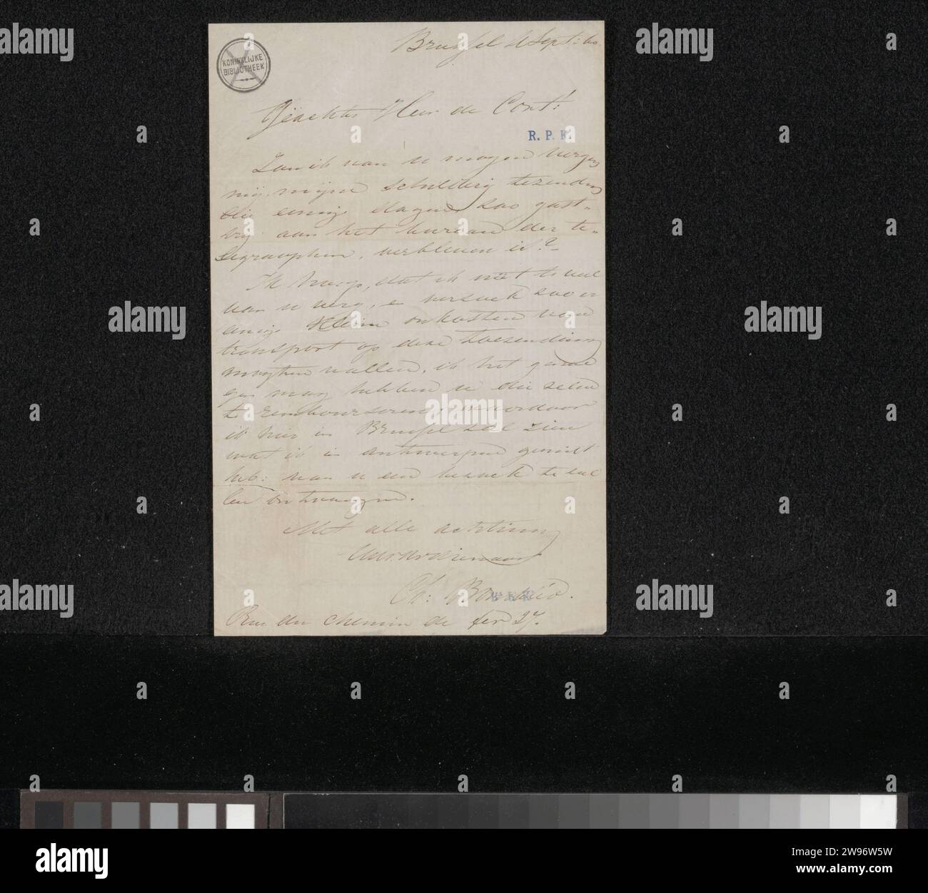 Letter to Mr. De Cort, Karel Frederik Bombled, 1860 letter Brussels ...