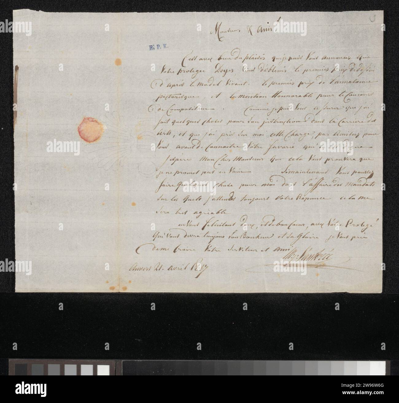 Letter to Unknown, Mattheus Ignatius van Bree, 1817 letter Antwerp ...