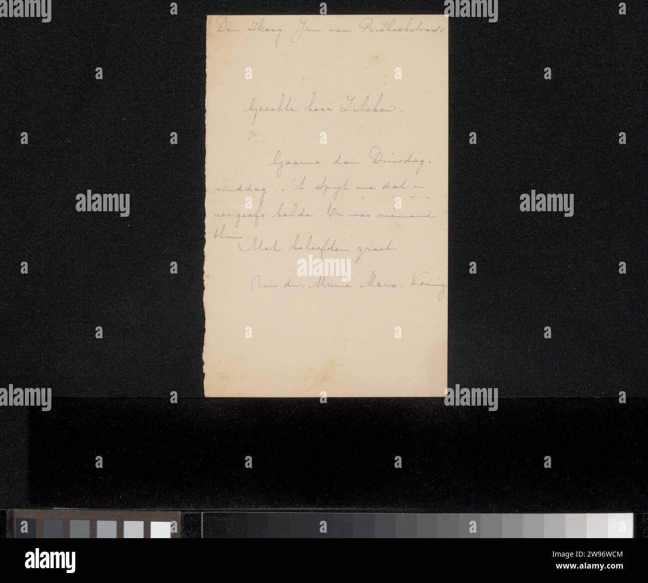 Letter to Philip Zilcken, Marie Metz -Koning, 1888 - 1902 letter The ...