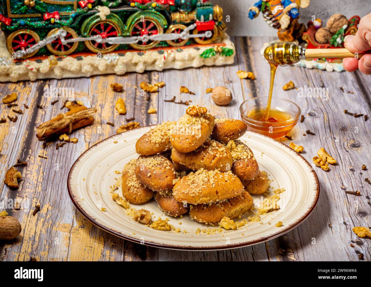 homemade greek traditional melomakarona cookies Stock Photo - Alamy