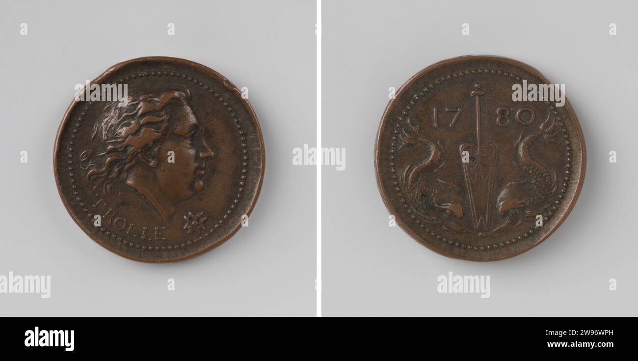 Admiraal Henrik Trolle, Anonymous, 1780 history medal Bronze medal ...