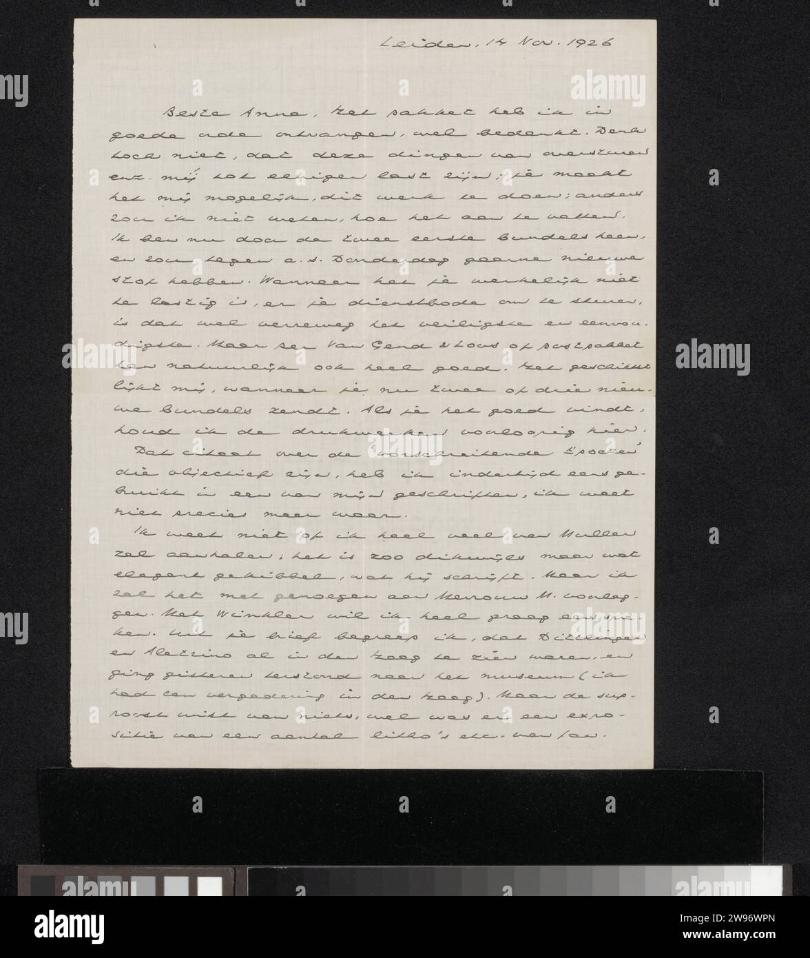 Letter to Anna Dorothea Dirks, Johan Huizinga, 1926 letter Leiden paper ...