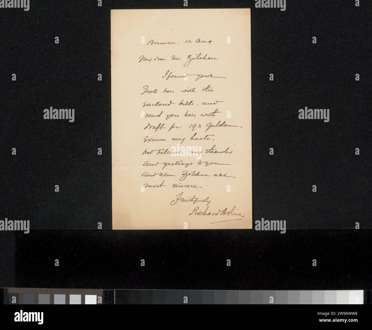 Letter to Philip Zilcken, Richard Austin Rice, 1867 - 1925 letter ...