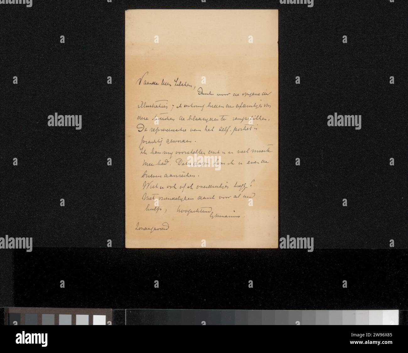 Letter to Philip Zilcken, 1864 - 1919 letter paper. ink writing ...