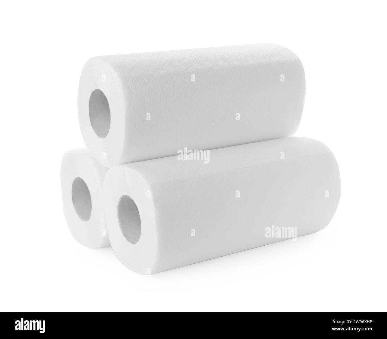 Rolls of paper towels isolated on white Stock Photo - Alamy