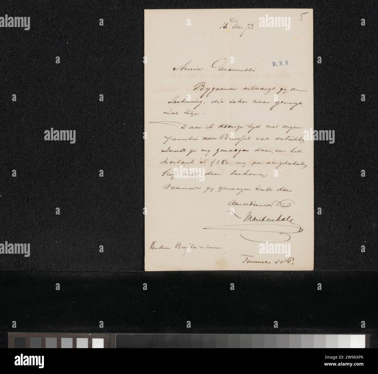 Letter to Mr Caramelli, Mari ten Kate, 1873 letter The Hague paper. ink ...