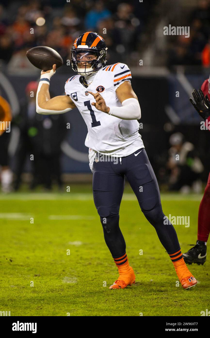 Chicago, IL, USA. 24th Dec, 2023. Chicago Bears quarterback #1 Justin ...