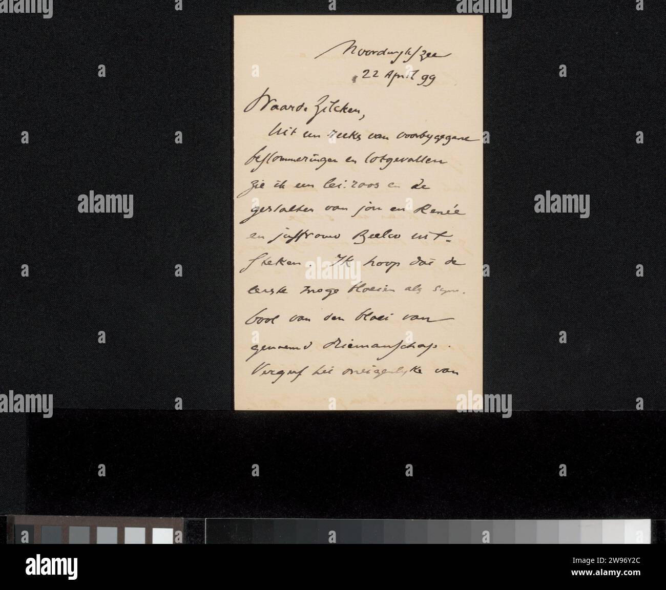 Letter to Philip Zilcken, Albert Verwey, 1899 letter Noordwijk aan Zee ...