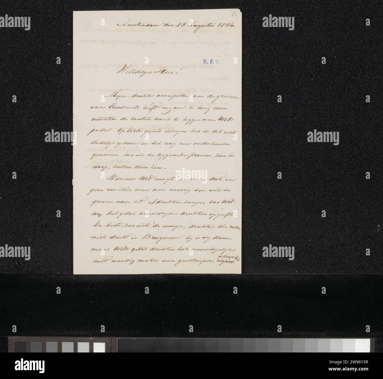Letter to Anonymous, Johann Wilhelm Kaiser (I), 1864 letter Amsterdam ...