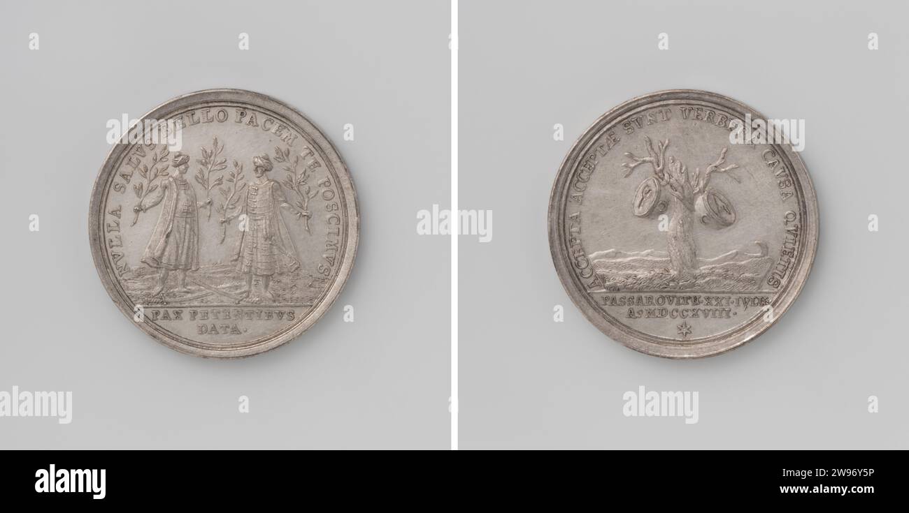 Peace in Passarowitz, Georg Wilhelm Vestner, 1718 history medal Silver ...