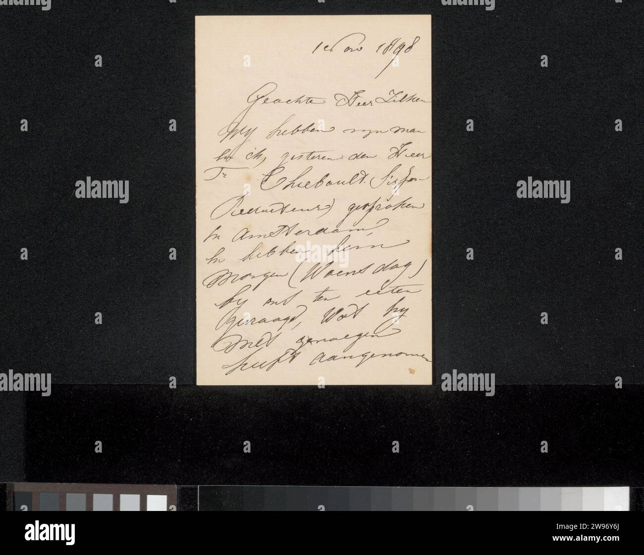 Letter to Philip Zilcken, 1898 letter The Hague paper. ink writing ...