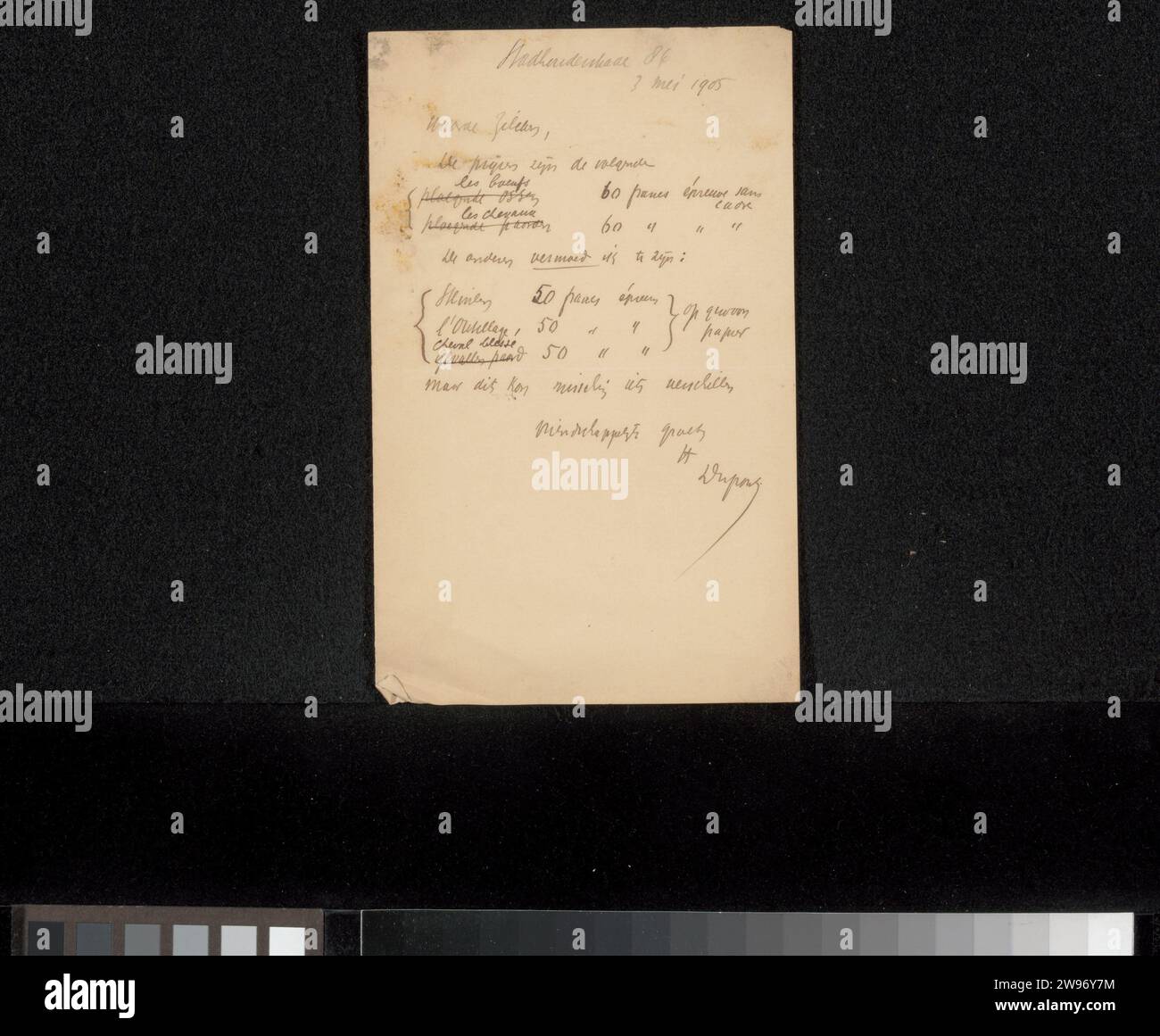 Letter to Philip Zicken, Pieter Dupont, 1905 letter Amsterdam cardboard ...