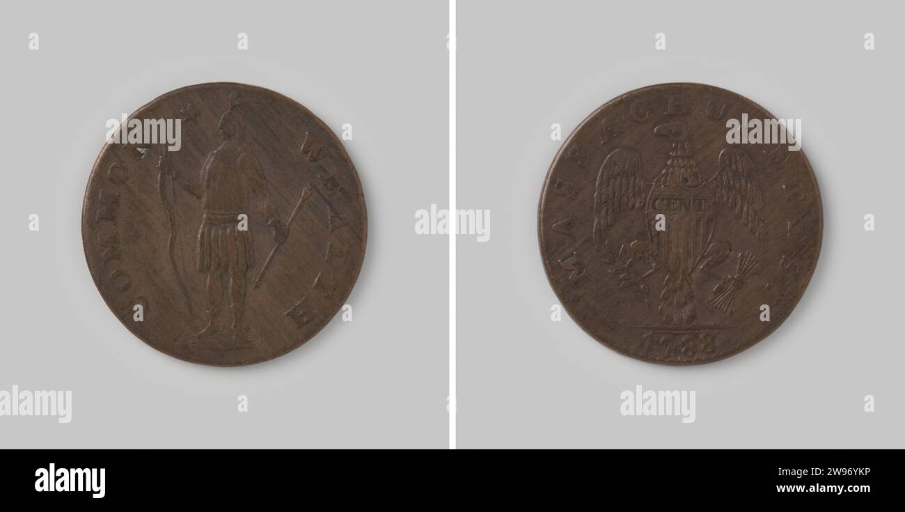 Cent from Massachusetts, 1788 ,, 1788 coin Copper mint. Front: Standing ...