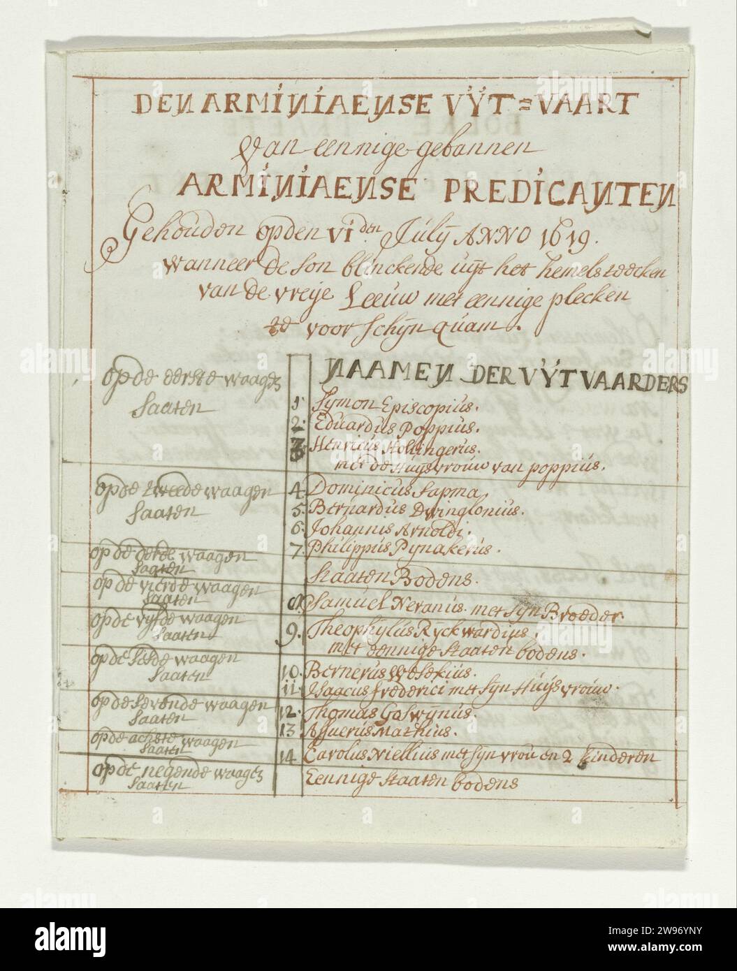 Explanation of the drawing of the exodus of the Remonstrants, 1710 ...