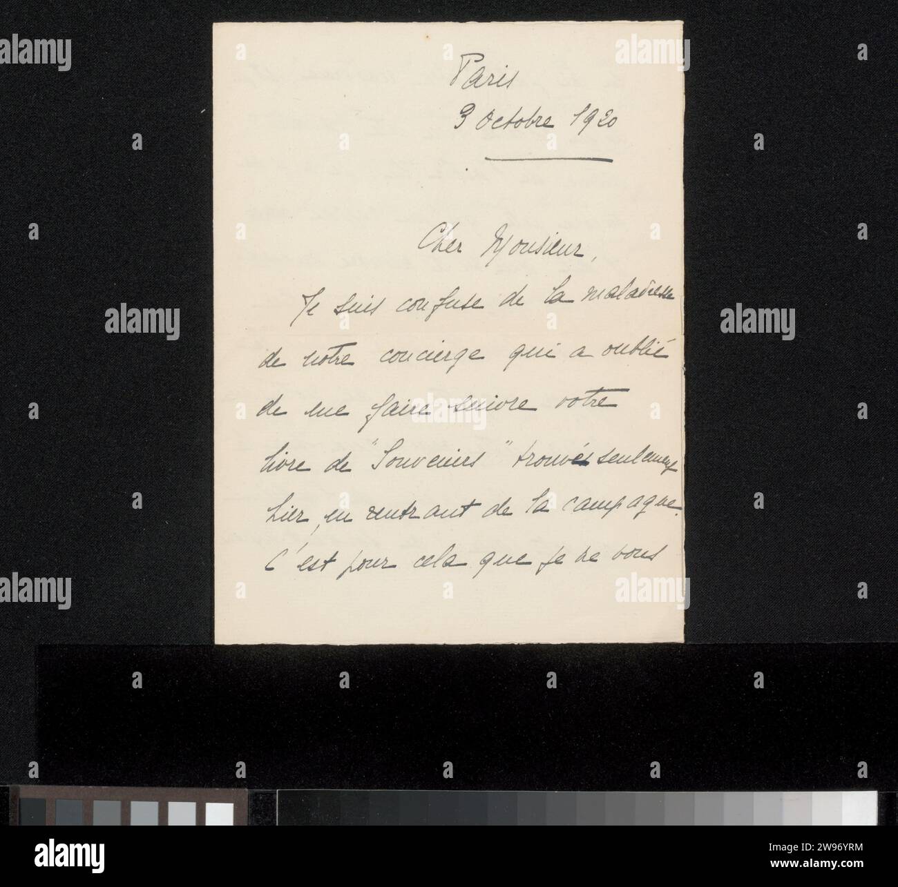 Letter to Philip Zilcken, Mariette Richard, 1920 letter Paris paper ...