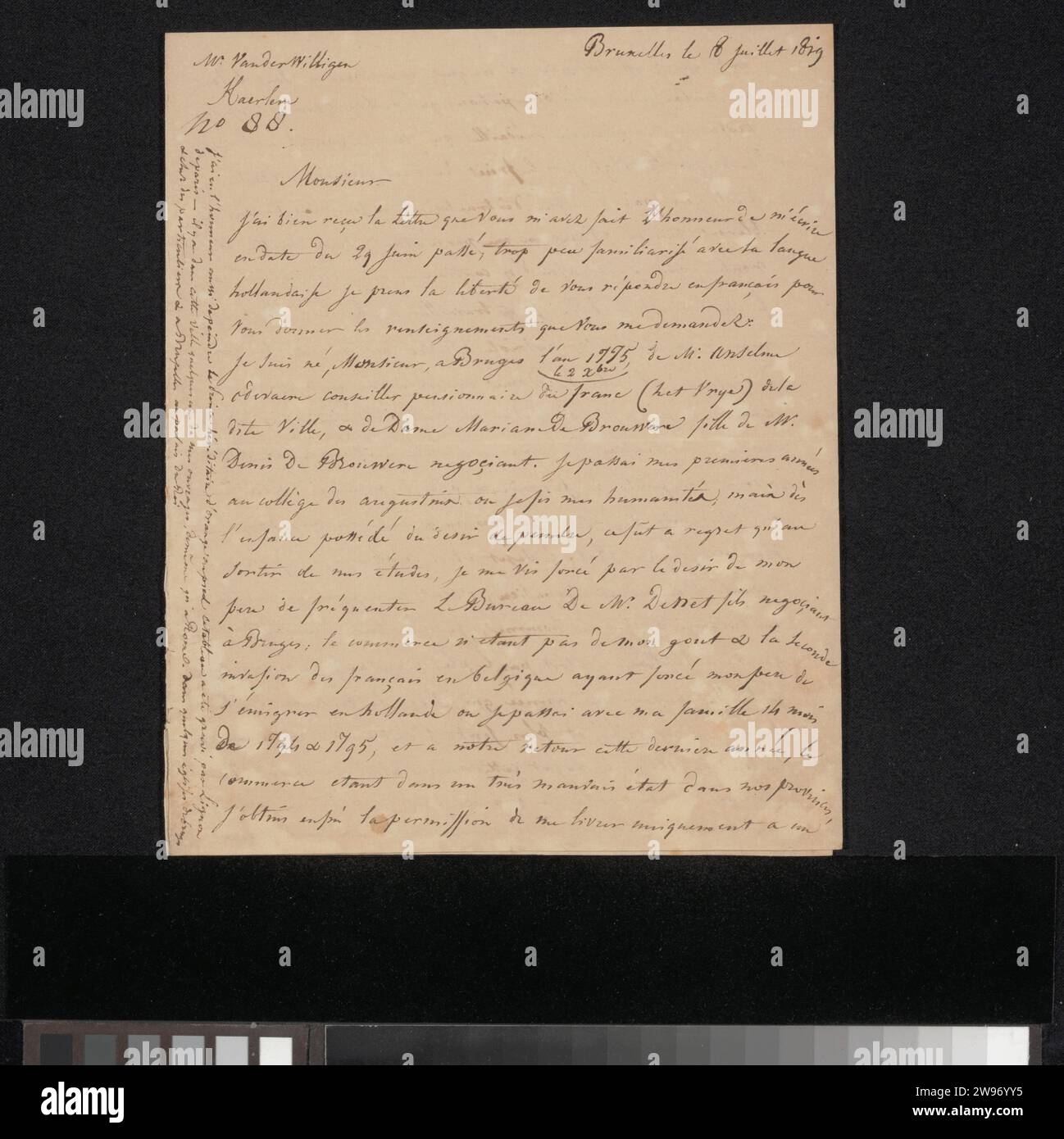 Letter to Adriaan van der Willigen, Joseph-Denis Odevaere, 1819 letter ...